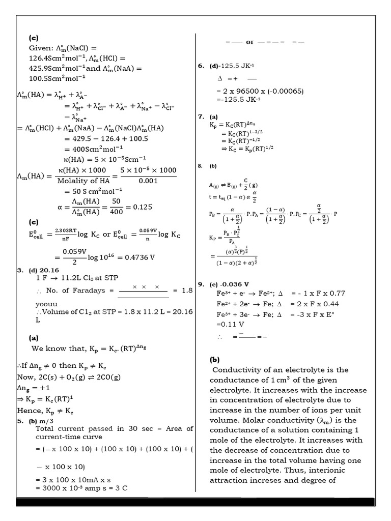 chem sol 12th NMTS 4 | PDF | Chemistry | Physical Chemistry
