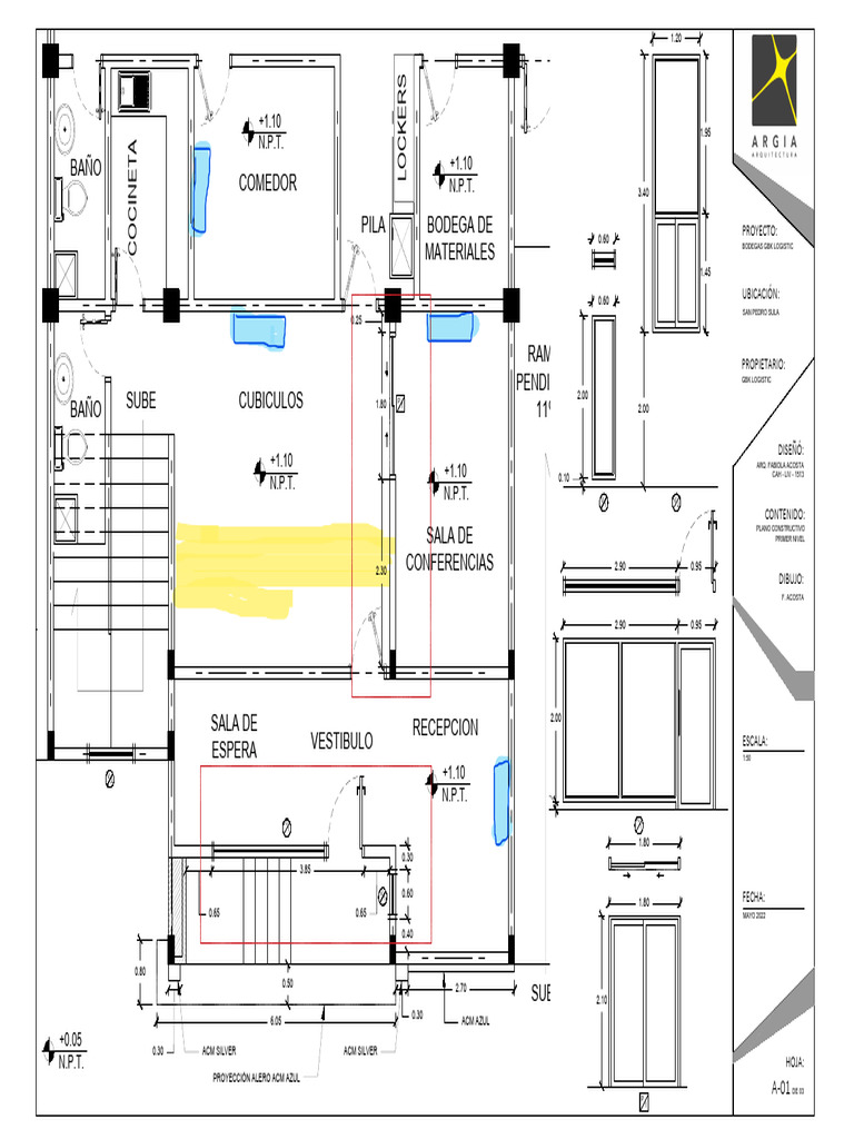01 Plano Constructivo Primer Nivel-1 | PDF
