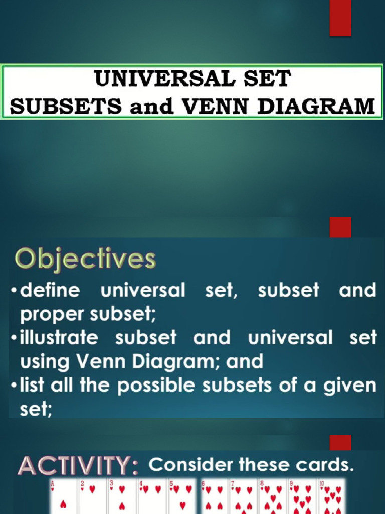 q1 Lesson 4 Universal Set Subset and Venn Diagram | PDF