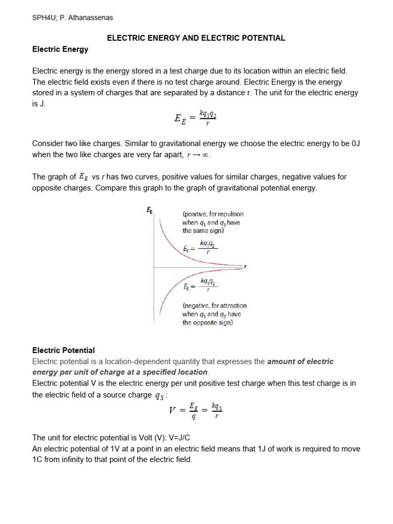 Electric Energy and Potential Explained | PDF