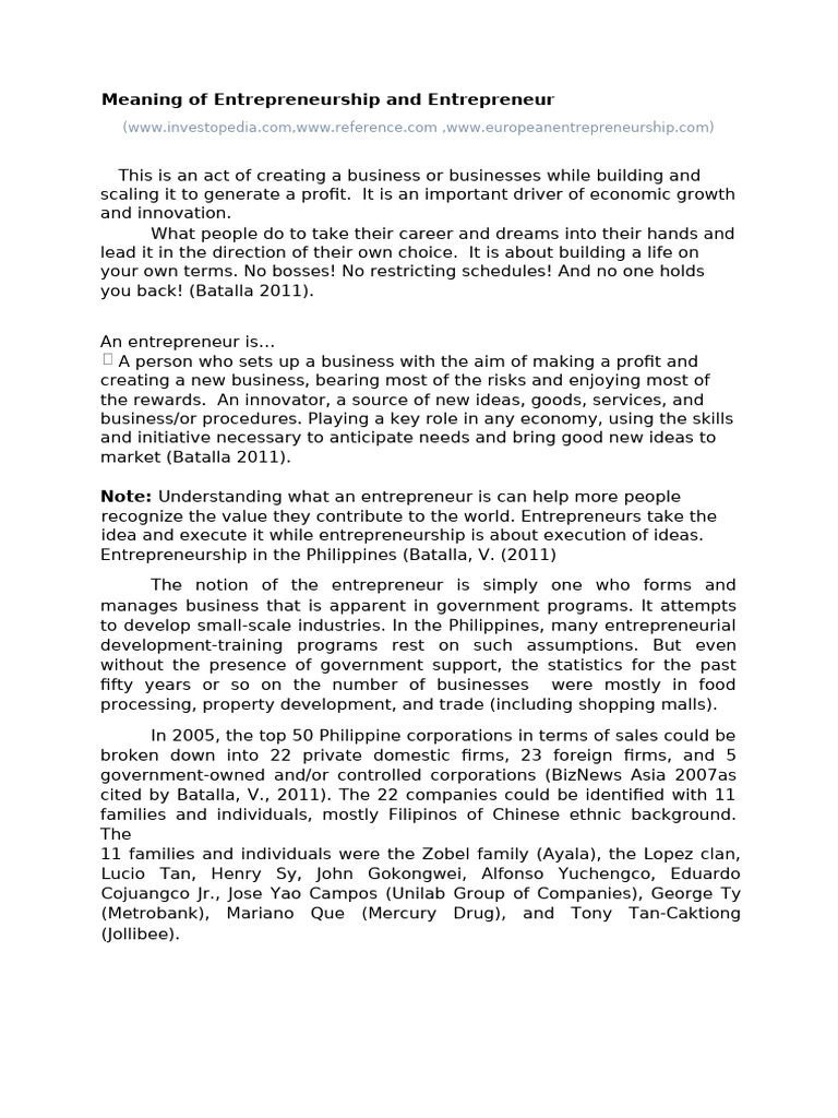 Entrep Lesson 1 | PDF | Entrepreneurship | Economies