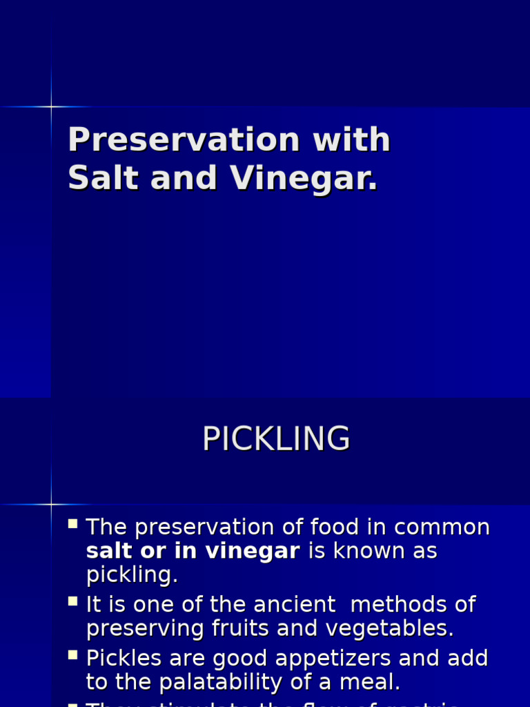 Chapter 9 PICKLE- Preservation with Salt and Vinegar | PDF | Pickling ...