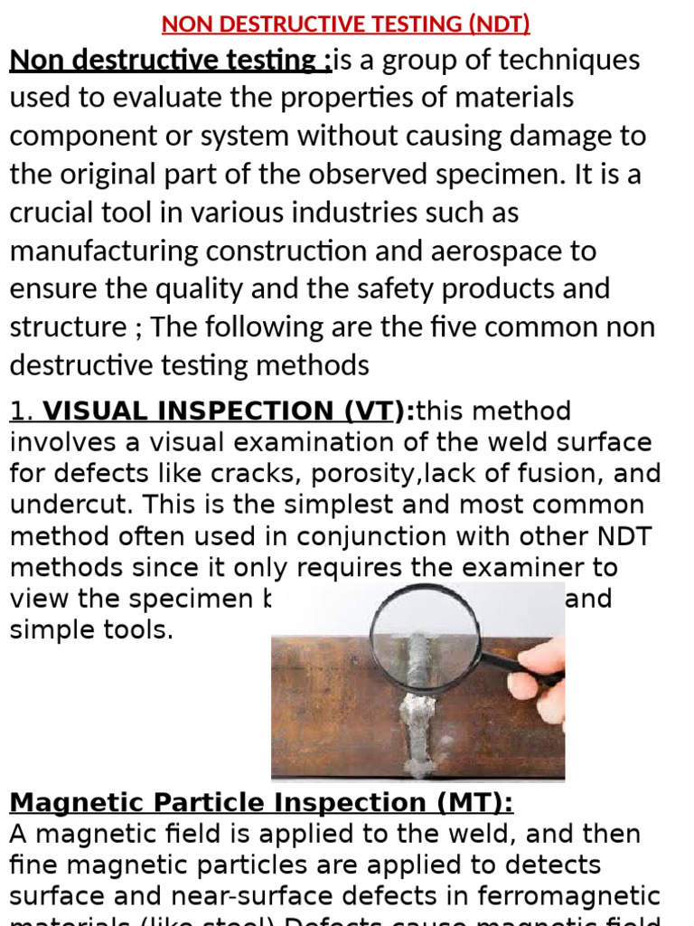 Non Destructive Testing Methods | PDF