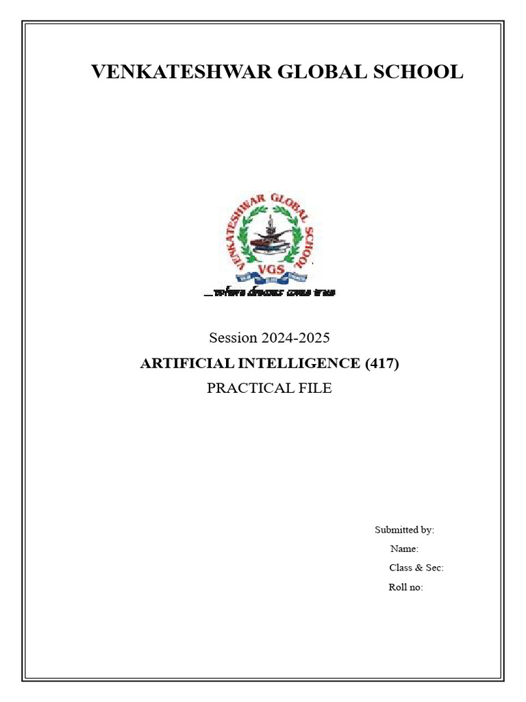 Practical File - AI Class 9 | PDF