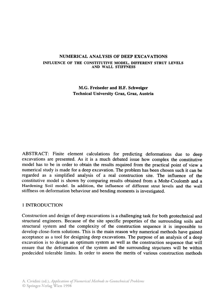 Numerical analysis deep excavation | PDF | Finite Element Method | Numerical Analysis