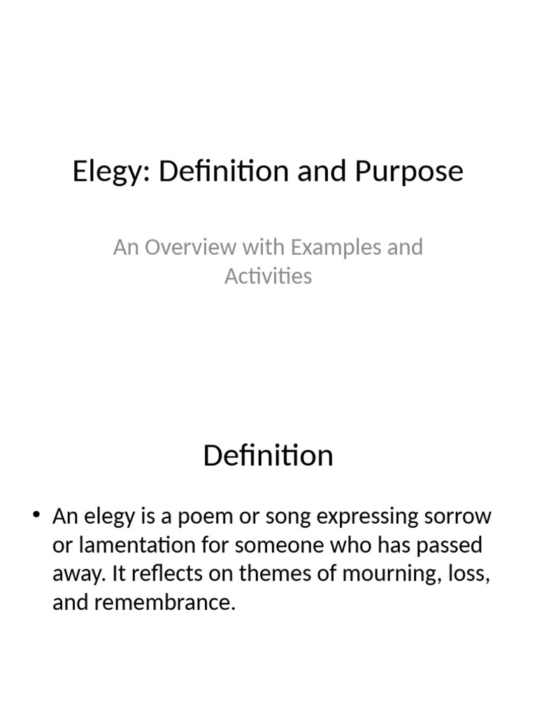 Elegy: Definition and Examples | PDF