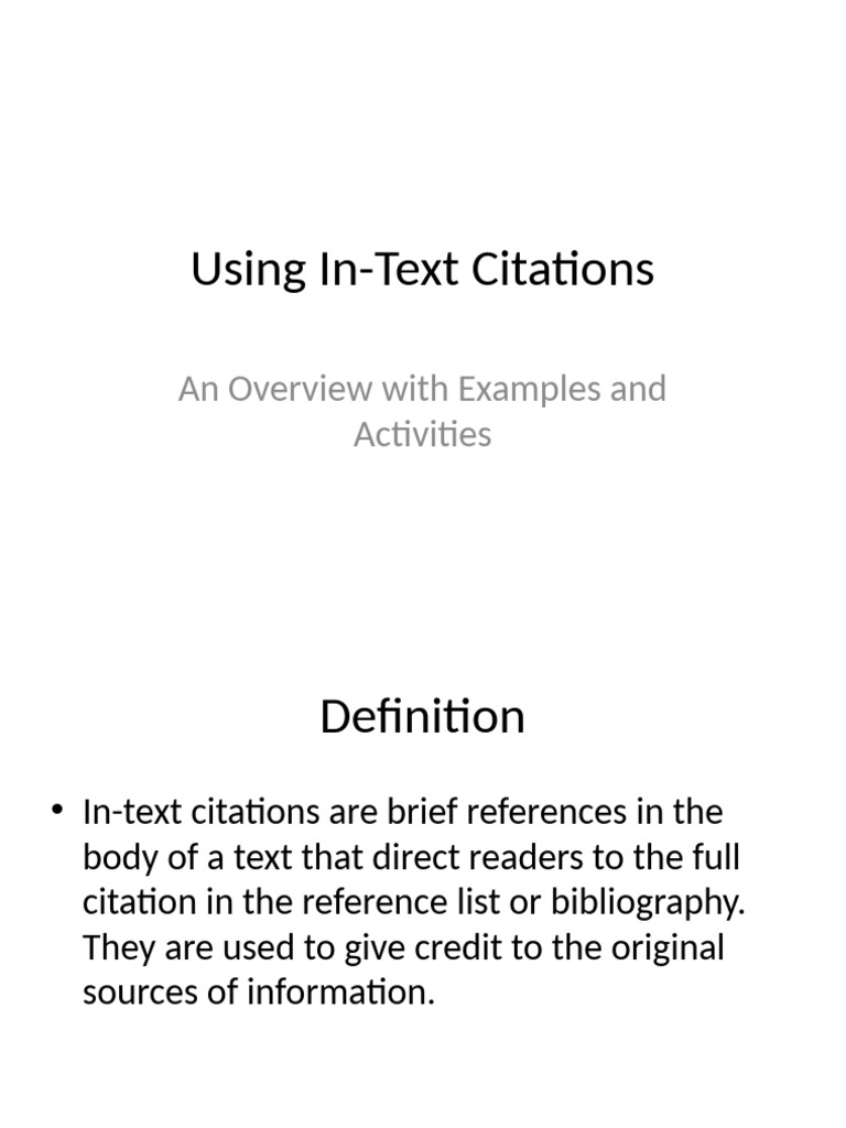 In Text Citations Presentation | PDF