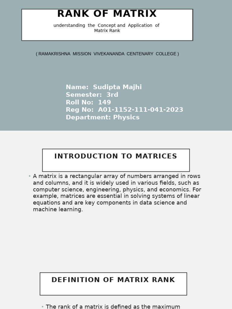 Rank of Matrix | PDF | Matrix (Mathematics) | Determinant