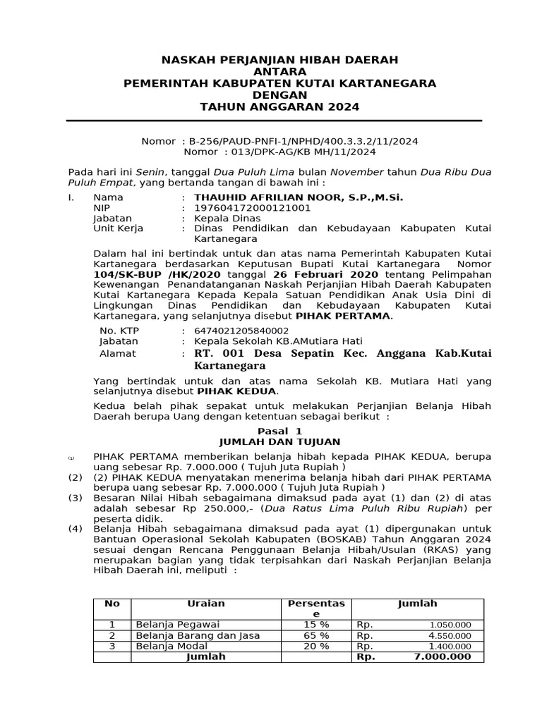 3 NPHD BOSKAB PAUD Tahun 2024 | PDF