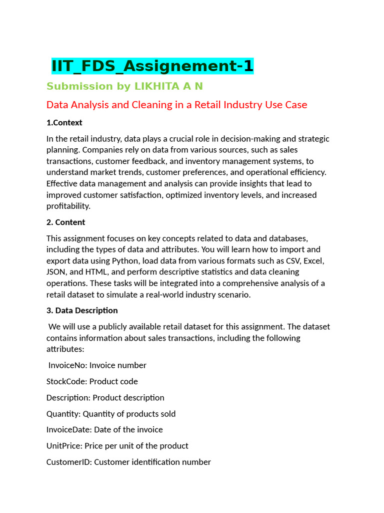 IIT FDS Assignment 1 Likhita | PDF | Outlier | Data