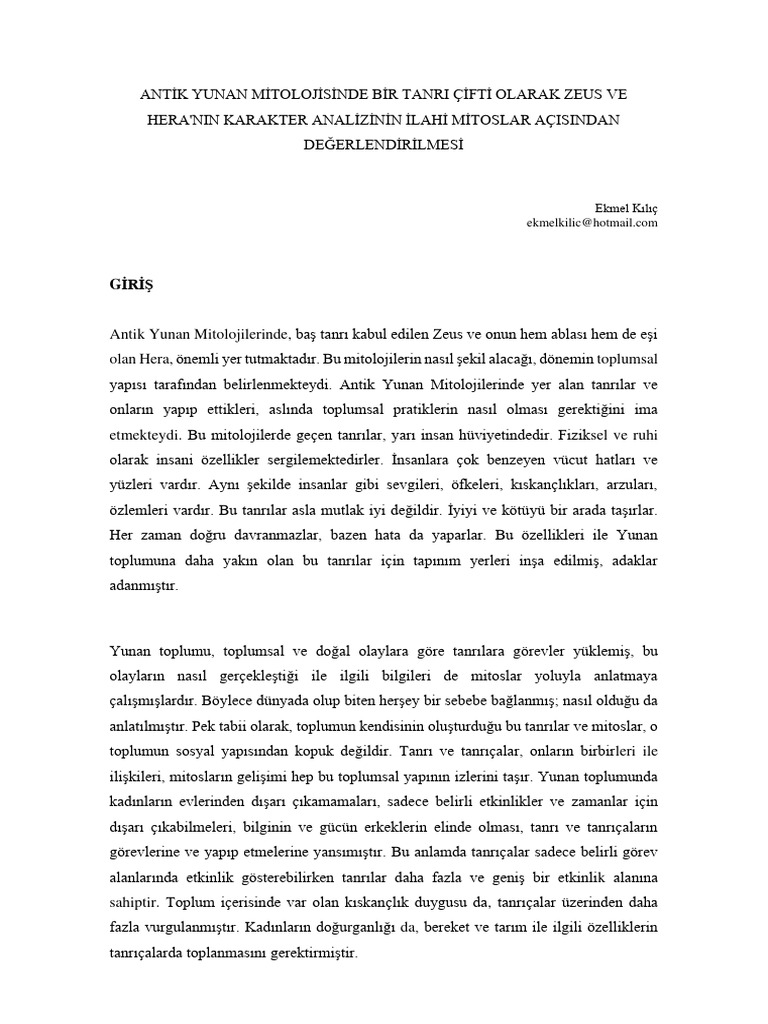 Antik Yunan Mitolojisinde Bir Tanri Cift | PDF