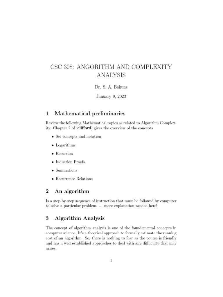 CSC 308 | PDF | Algorithms | Mathematics