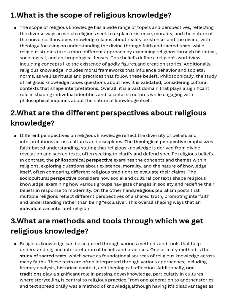1.what Is The Scope of Religious Knowledge | PDF | Knowledge | Liberal ...