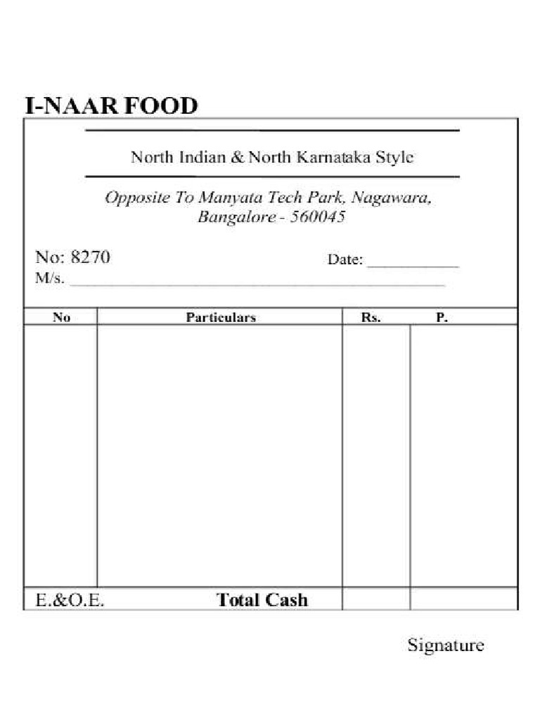 Food Bill Format _ PDF _ Career & Growth _ Finance & Money Management ...