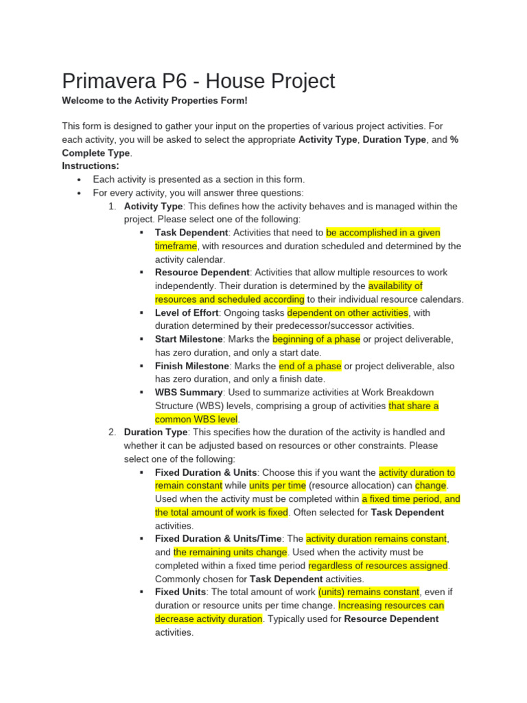 Activity Types - Ex | PDF
