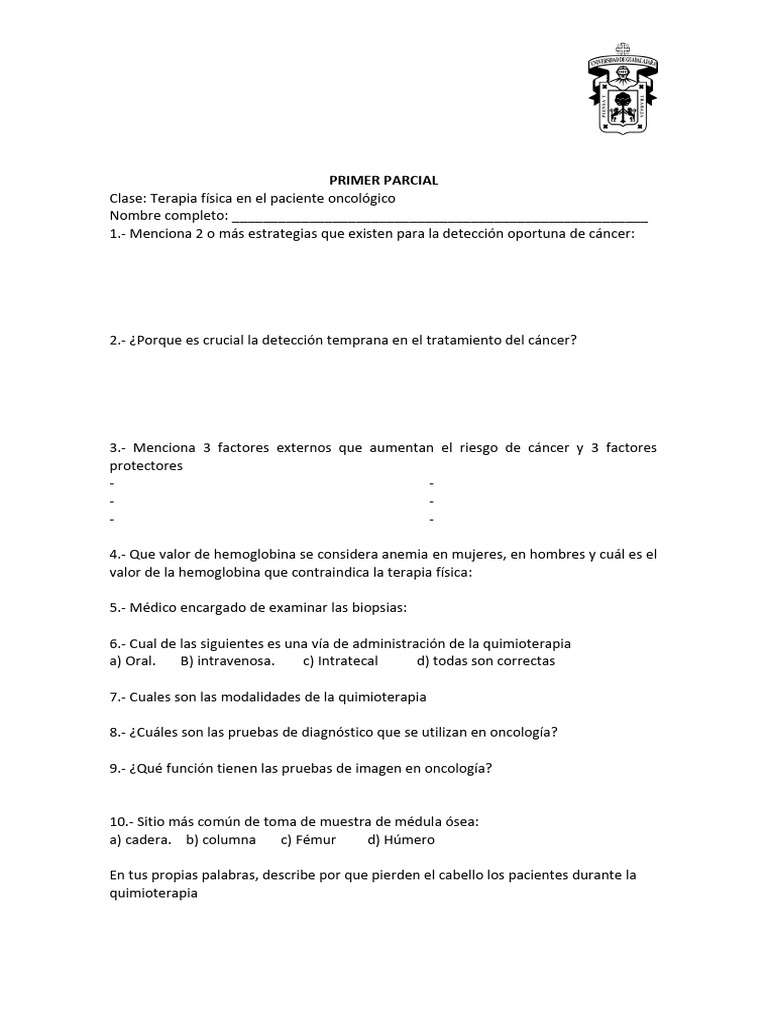PRIMER PARCIAL Onco y Reuma | PDF | Artritis Reumatoide | Rodilla