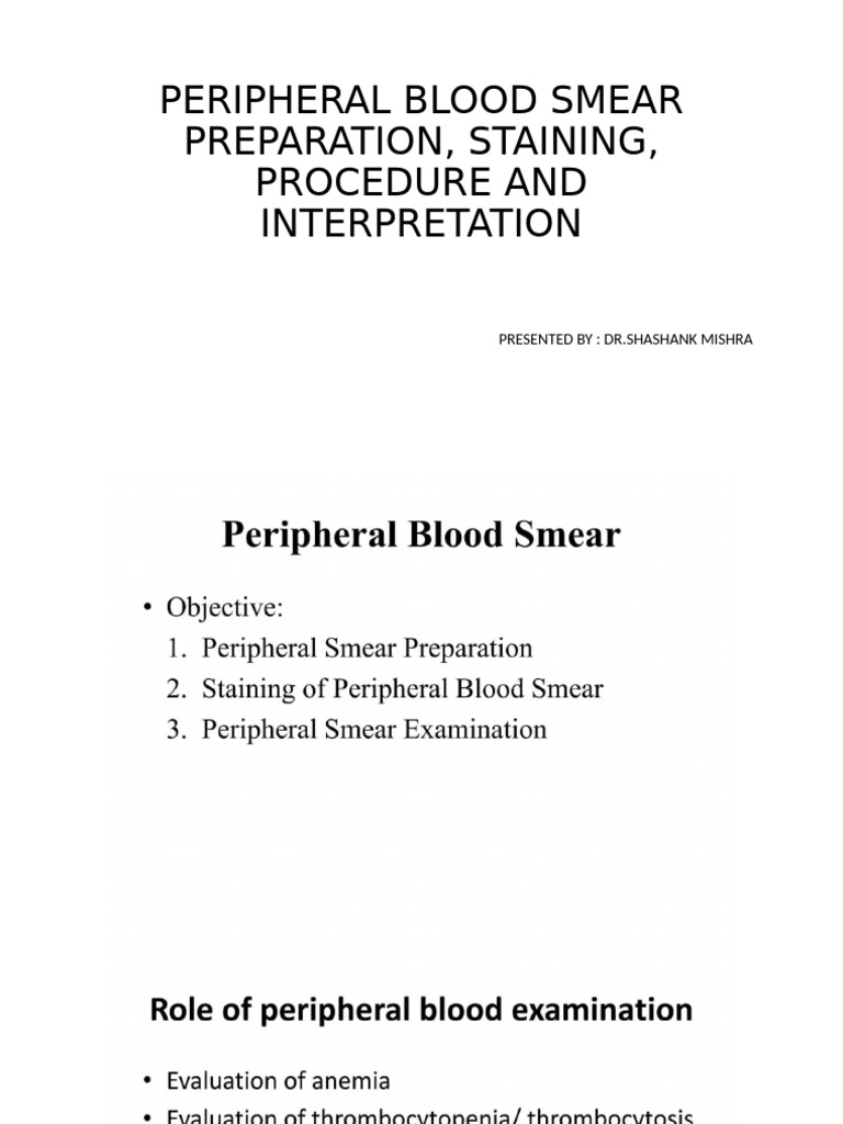 Peripheral Blood Smear Procedure | PDF