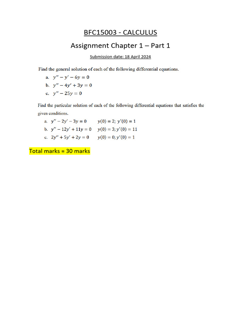 Assignment Chapter 1 N Part 1 | PDF