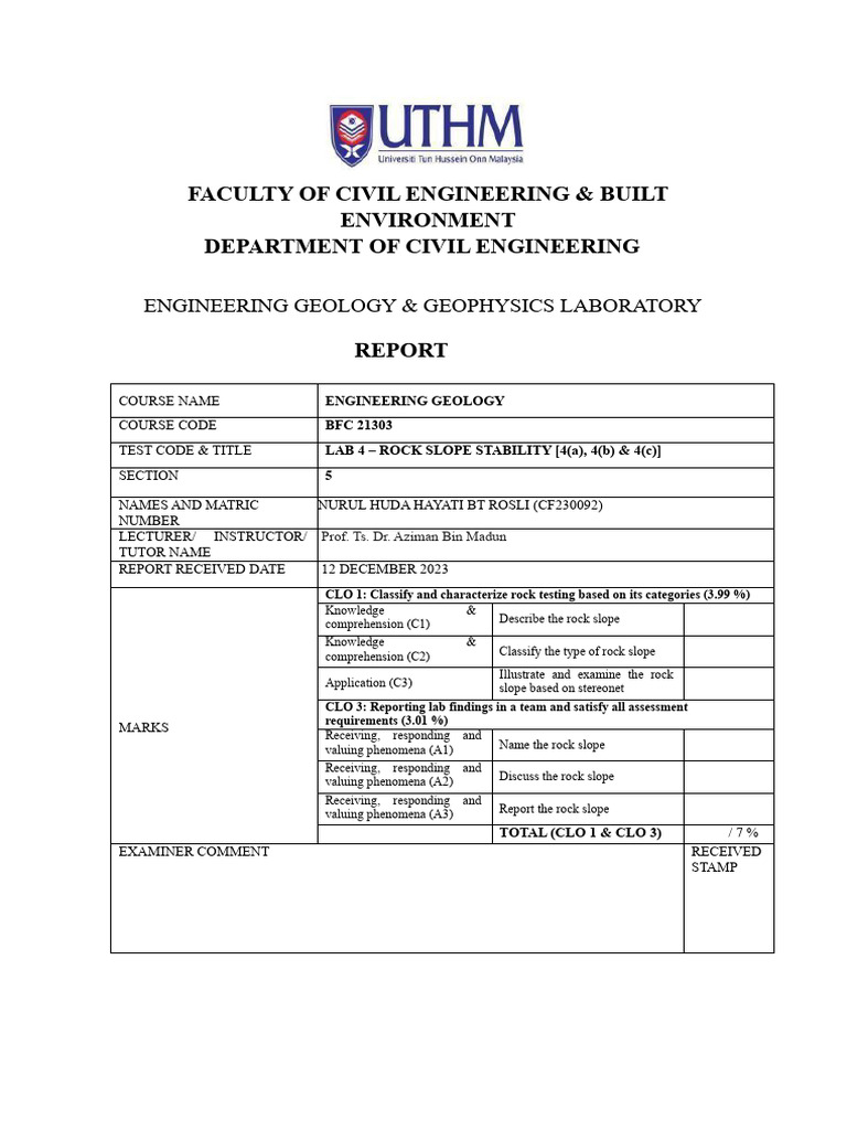 Full Lab 4 | PDF | Landslide | Earth Sciences