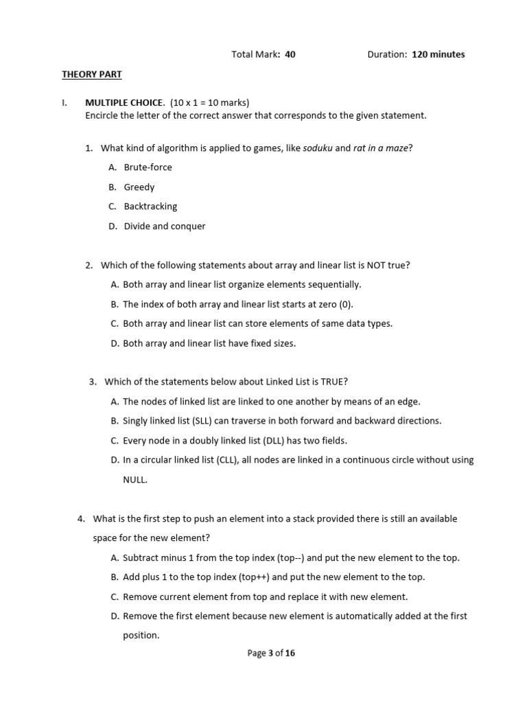 Previous Final Exam Paper | PDF | Computer Programming | Applied ...