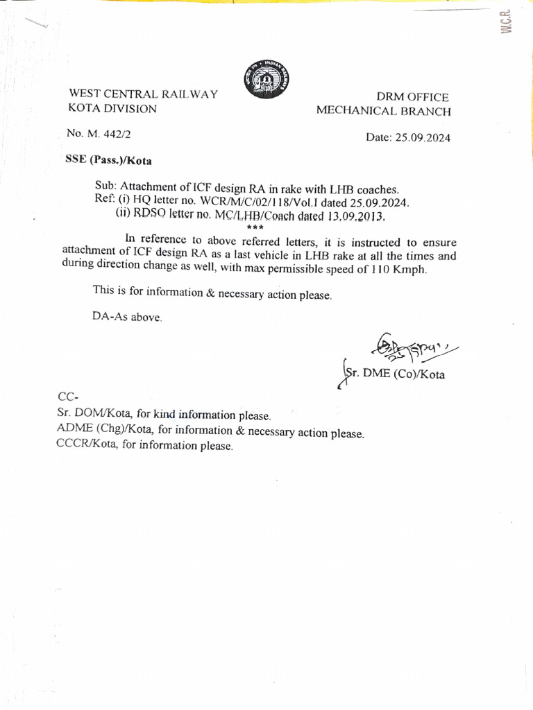 ICF RA Coach Attachment with LHB Rakes | PDF | Rail Transport