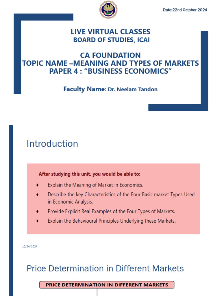 Types of Markets in Business Economics | PDF | Market (Economics) | Prices