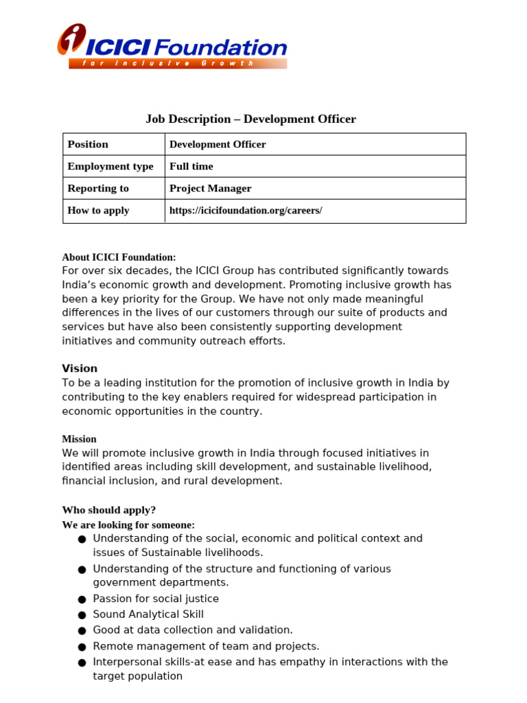 JD-Development-Officer | PDF | Economies | Business