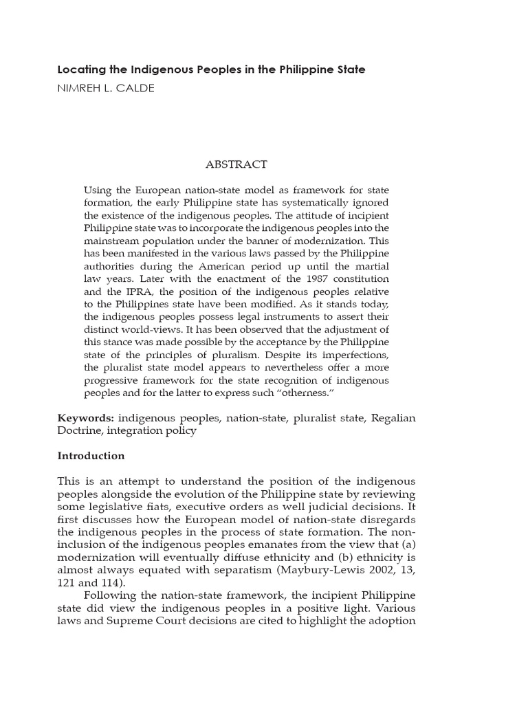 Locating The Indigenous Peoples in The Philippine State 2 | PDF ...
