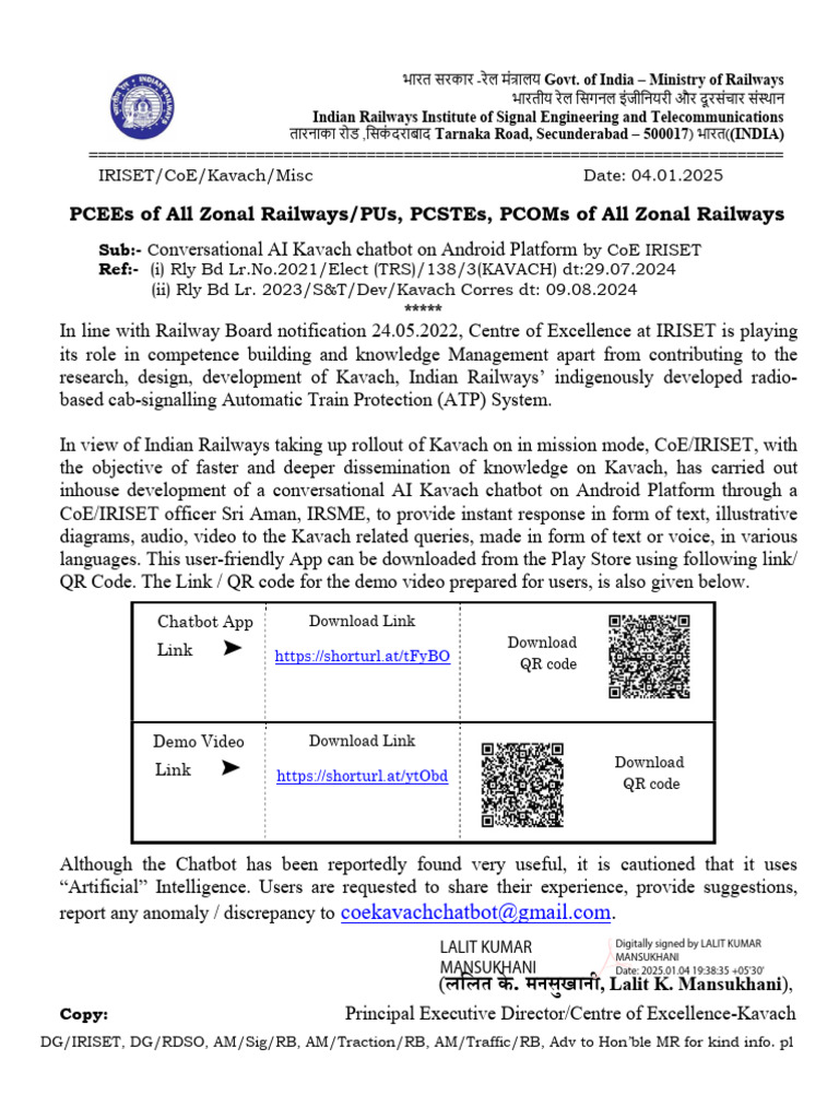 v2 CoE LTR 20250104 - Kavach AI Chatbot | PDF | Software | Computing