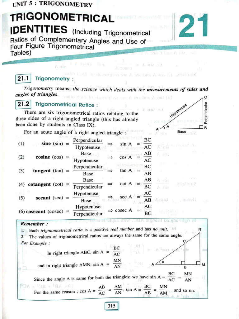 Trignometry - CH 21 | PDF