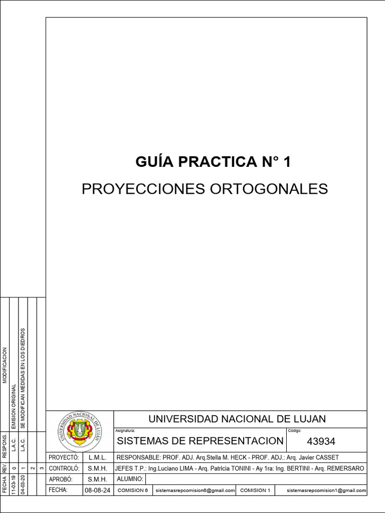 GUIA N1 - PRACTICA PROY. ORTOGONALES-Sistemas de Representacion - Cursada 2024 | PDF