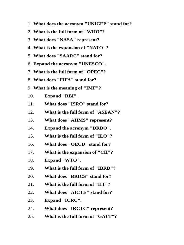 Acronym Questions | PDF
