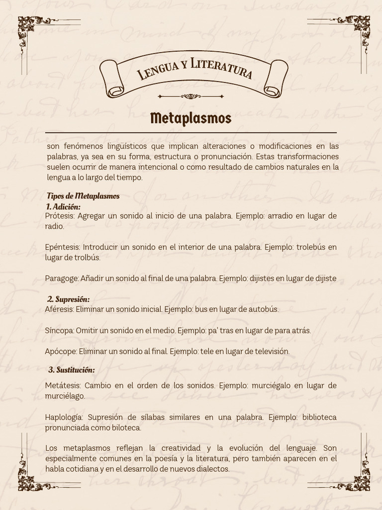 Aprende sobre que es el Metaplasmos, Lengua y Literatura _20250105 ...