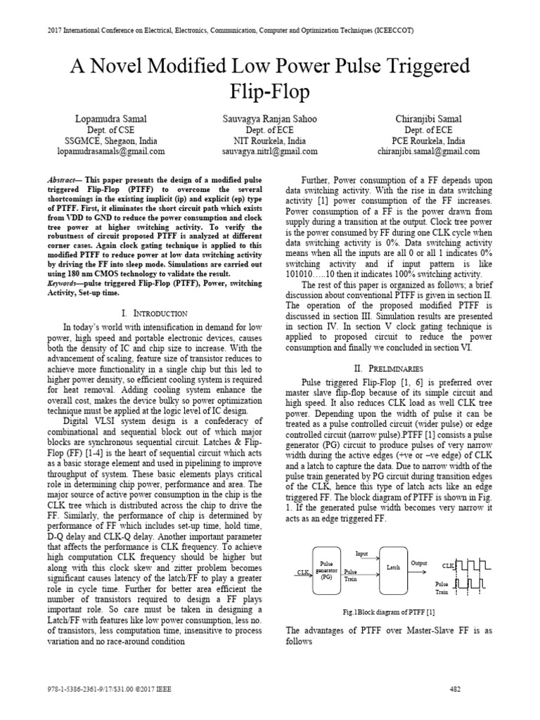 Low Power Modified Pulse Triggered Flip-Flop | PDF | Power Inverter ...