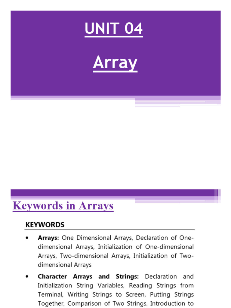 Array pdf for c programming | PDF | String (Computer Science) | Computer Data