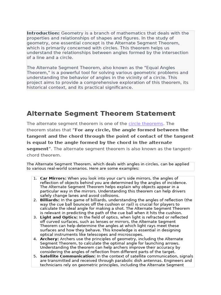 Alternate Angle Theorem | PDF | Optics | Geometry