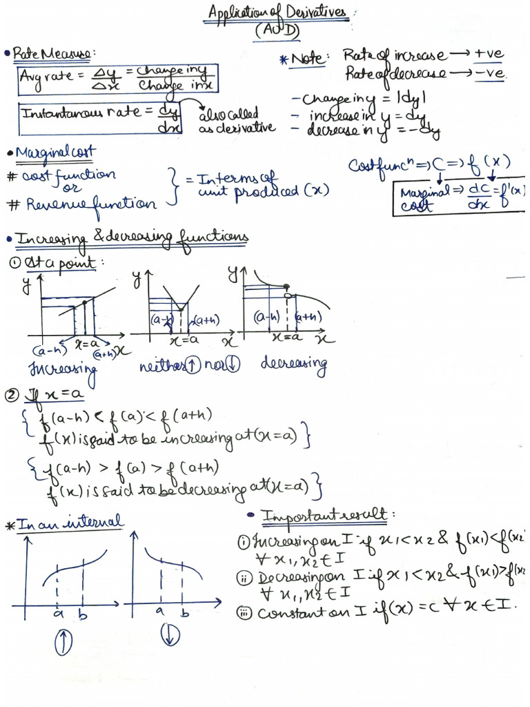 Application of Derivatives (AOD) Short Notes 2 (1) | PDF