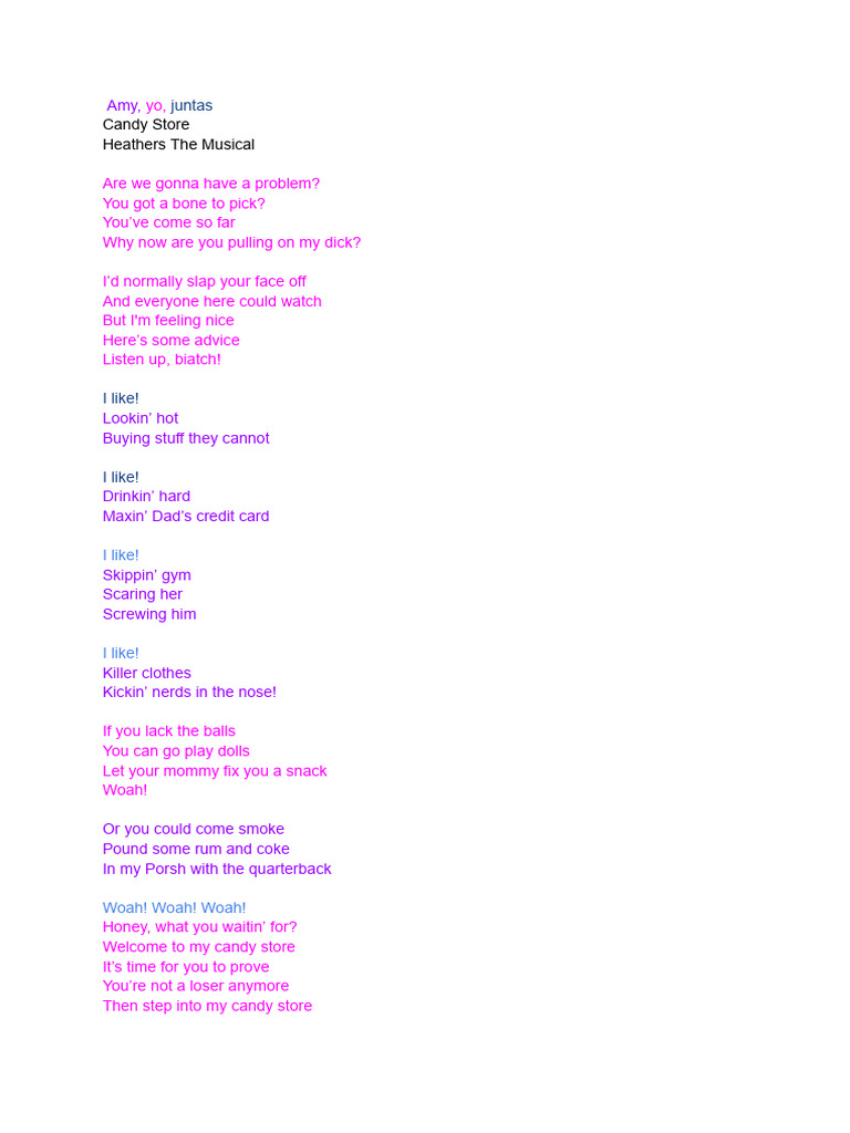 Candy Store - Heathers | PDF