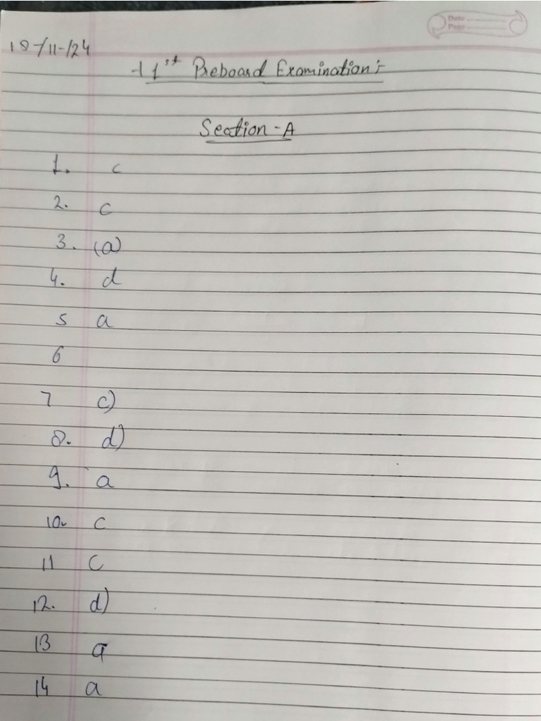 class 12th 1st pre board practice test | PDF