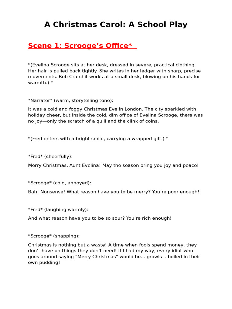 A Christmas Carol School Play Script | PDF | Ebenezer Scrooge | A ...