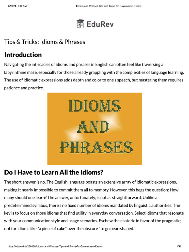 Idioms | PDF