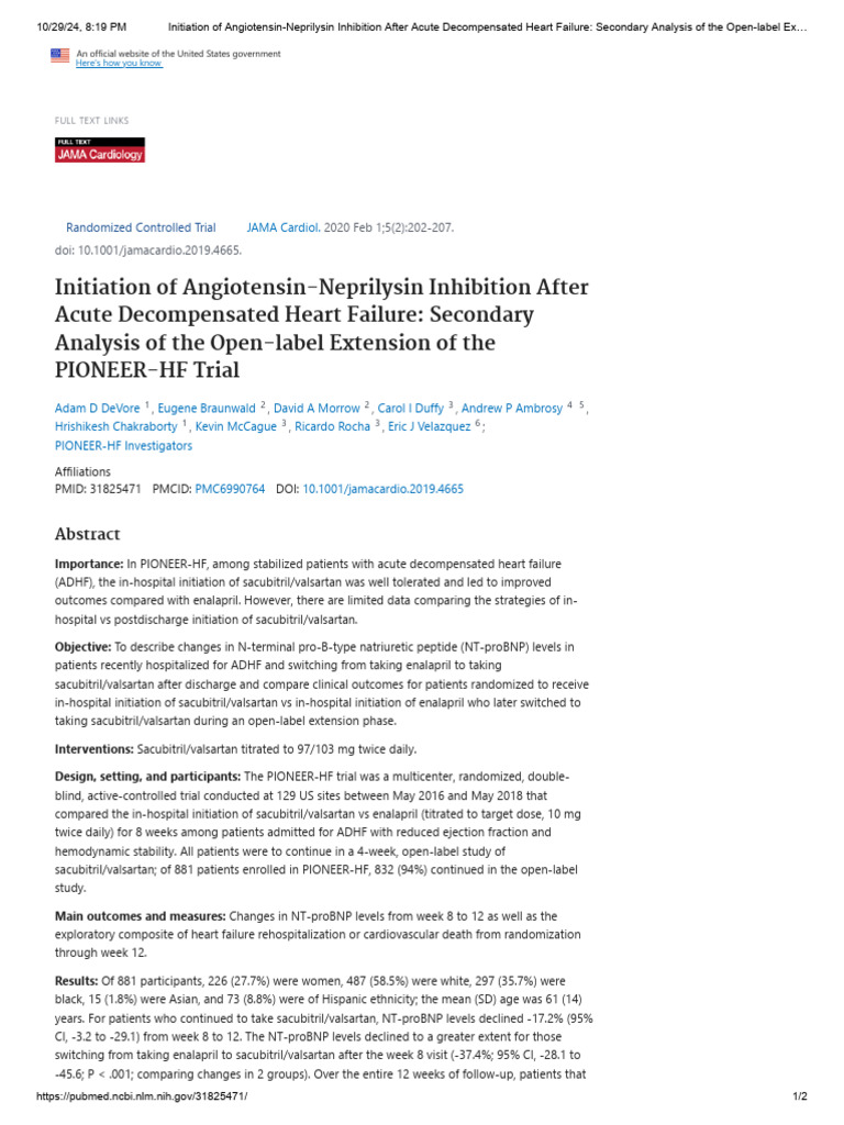 Initiation of Angiotensin-Neprilysin Inhibition After Acute ...
