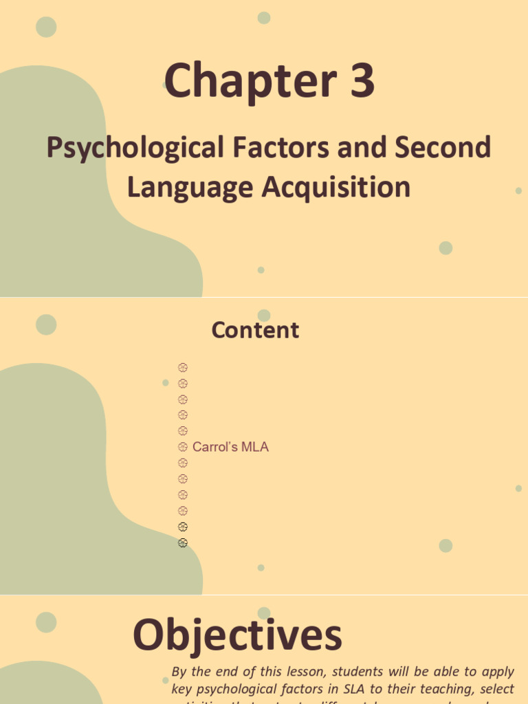 Chapter 3. Psychological Factors and SLA | PDF | Second Language Acquisition | Second Language
