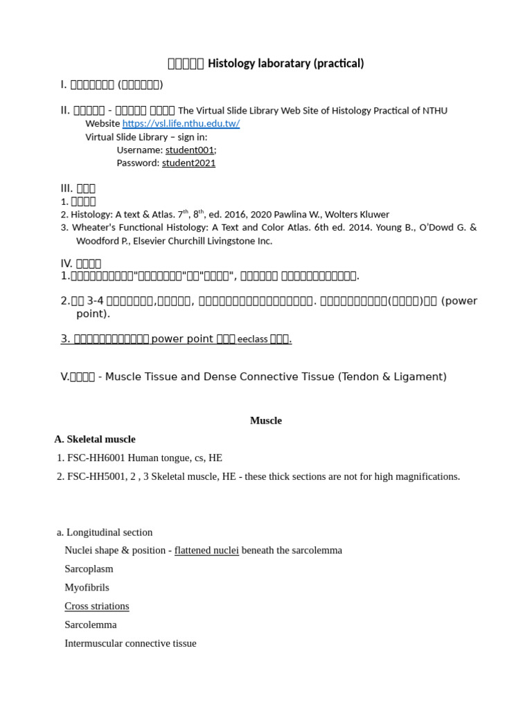 His lab_Muscle tissue and tendon_BM | PDF | Connective Tissue | Muscle