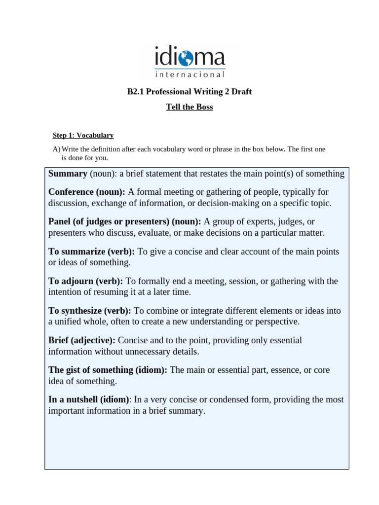 B2.1 Professional Writing 2 Draft | PDF | Verb | Grammatical Conjugation
