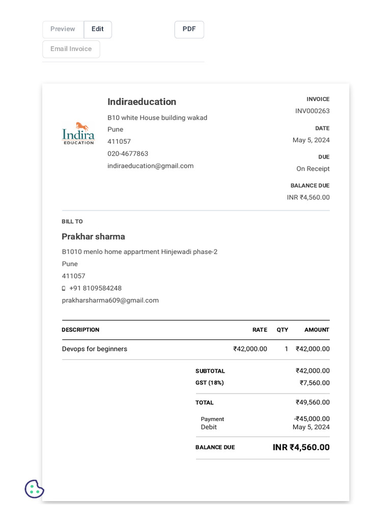 Invoice Simple - Preview Invoice INV000263 - John Doe (1) | PDF