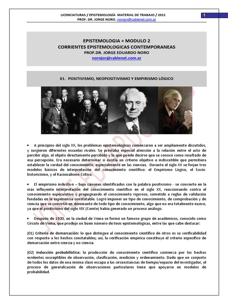 Curso de Epistemologia: Modulo 2 + Epistemologia Contemporanea ...