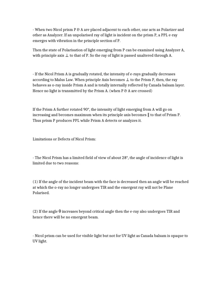 Nicol Prism Document Part2 | PDF