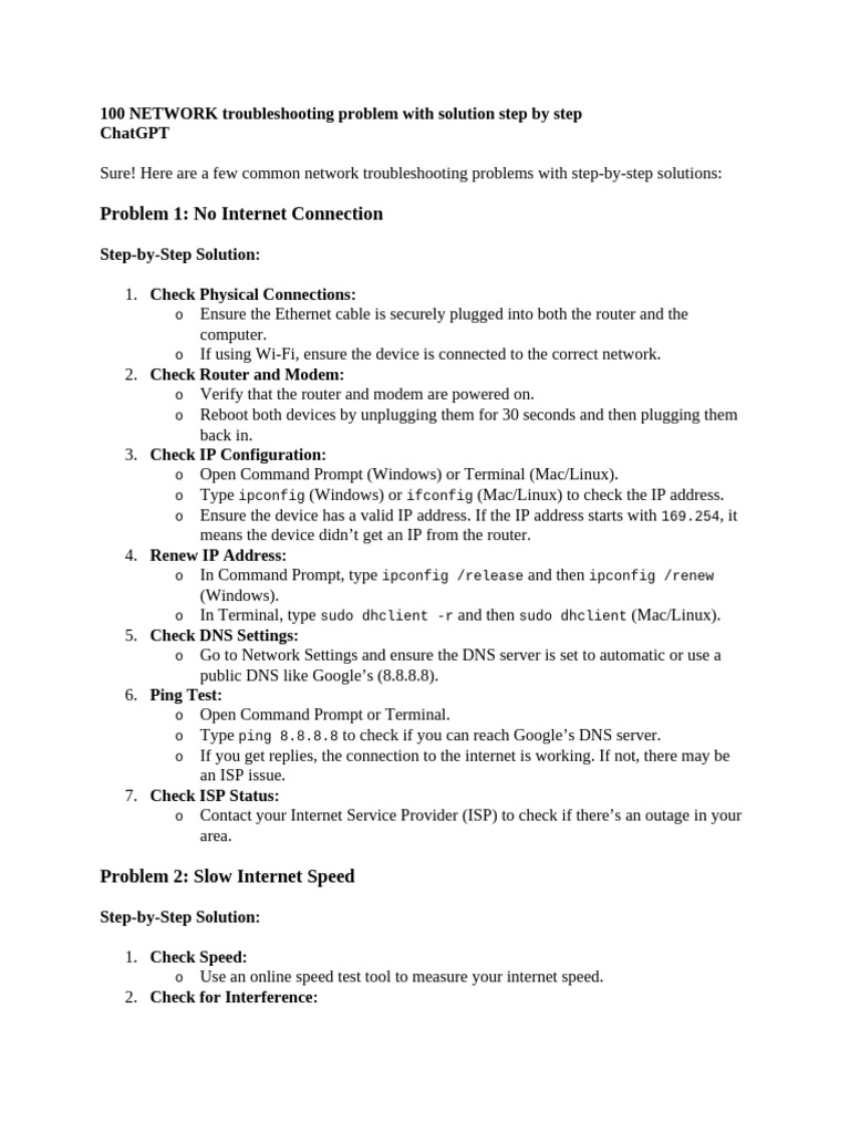 Network Troubleshooting Guide: 100 Solutions | PDF | Computer Network ...