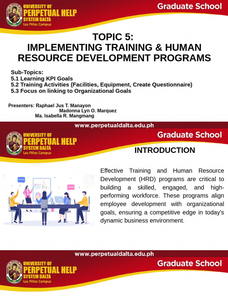 TOPIC 5 - Implementing Training - HRD Programs | PDF | Performance Indicator | Goal
